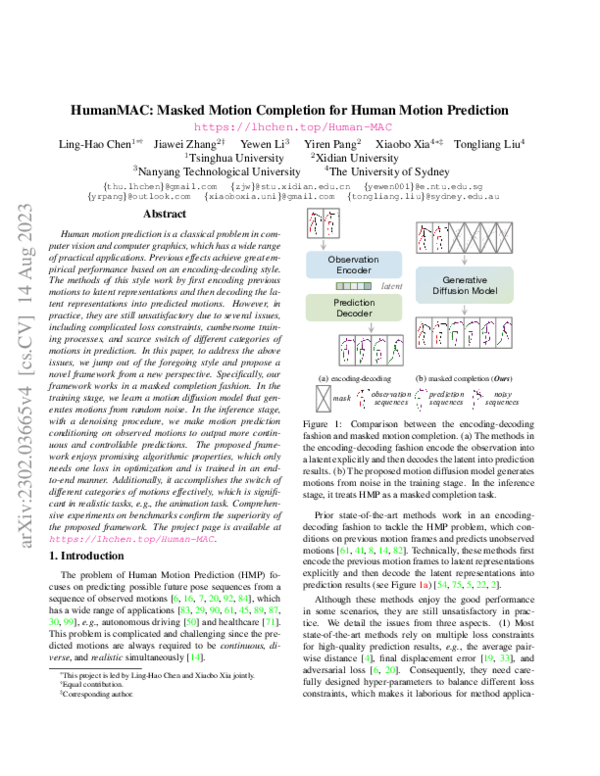 (PDF) HumanMAC: Masked Motion Completion for Human Motion Prediction ...