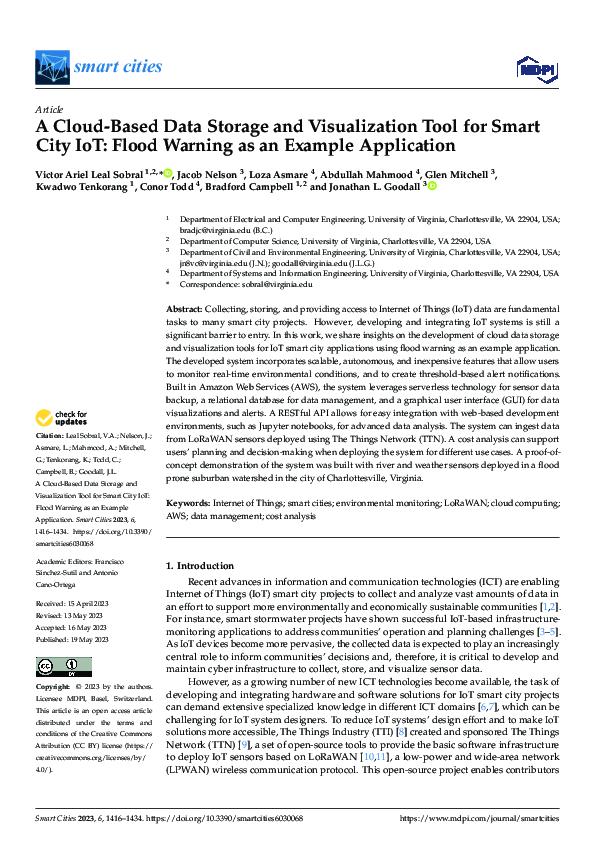 (PDF) A Cloud-Based Data Storage and Visualization Tool for Smart City IoT: Flood Warning as an ...