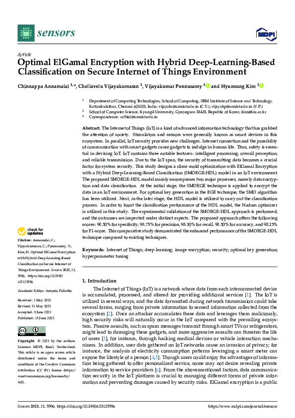 Pdf Optimal Elgamal Encryption With Hybrid Deep Learning Based Classification On Secure