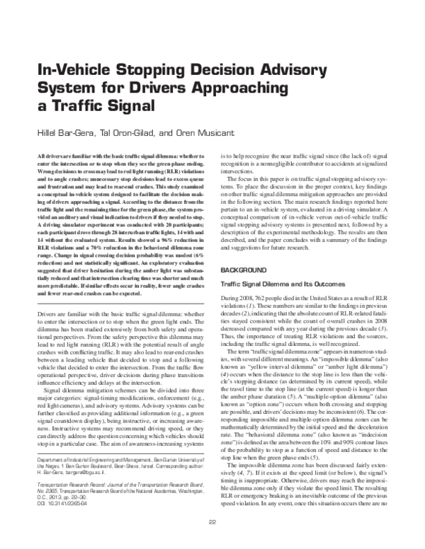 (PDF) In-Vehicle Stopping Decision Advisory System for Drivers ...