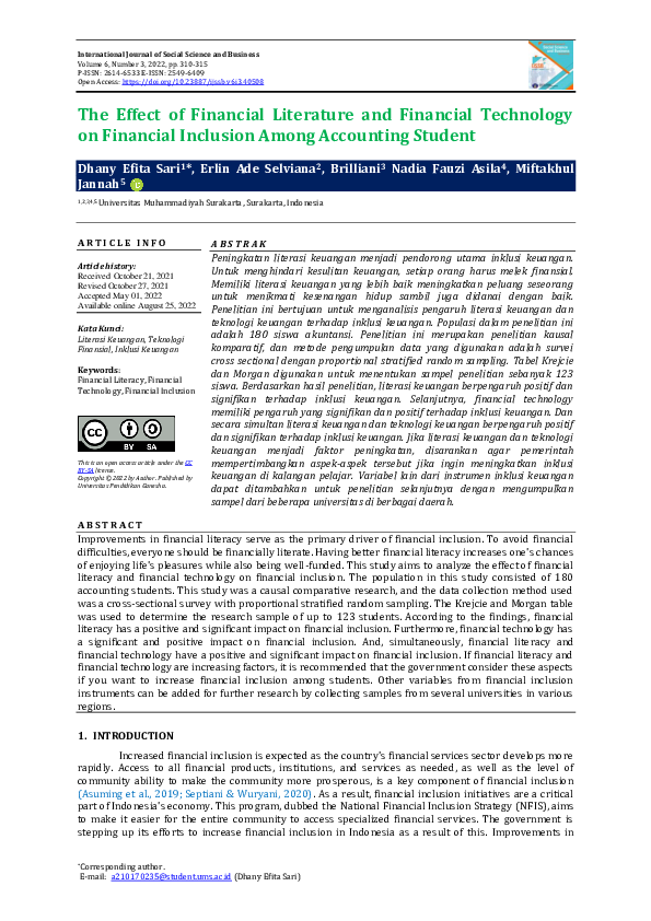 (PDF) The Effect of Financial Literature and Financial Technology on ...