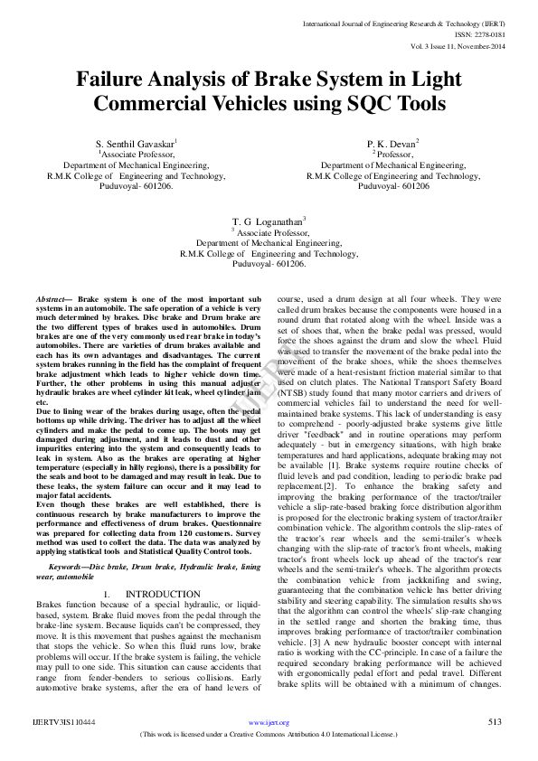 (PDF) Failure Analysis of Brake System in Light Commercial Vehicles ...