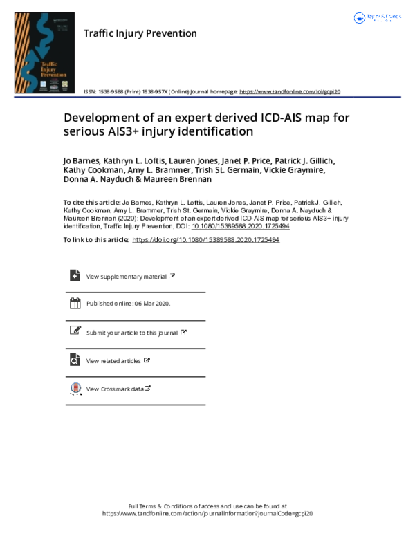 (PDF) Development of an expert derived ICD-AIS map for serious AIS3 ...