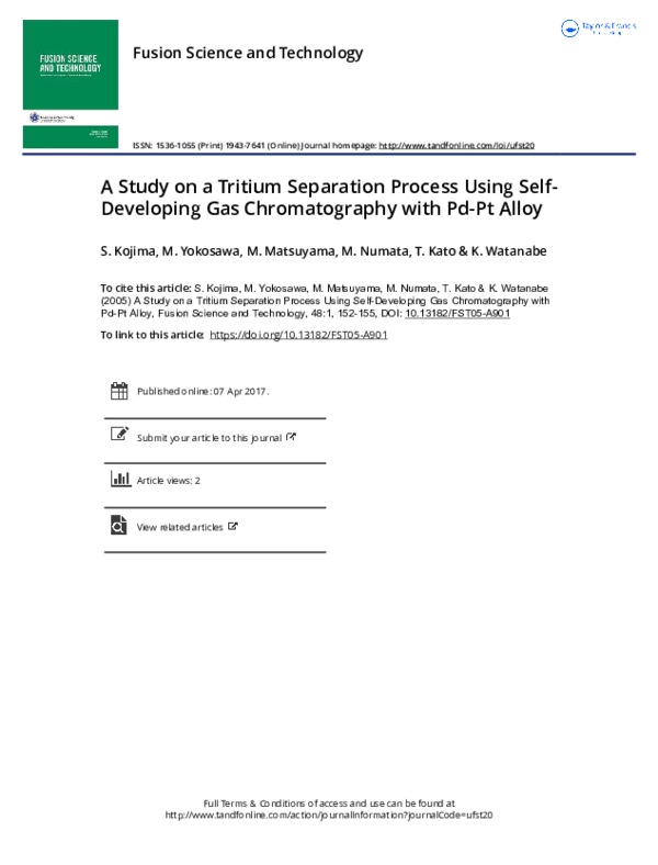 (PDF) A Study on a Tritium Separation Process Using Self-Developing Gas ...