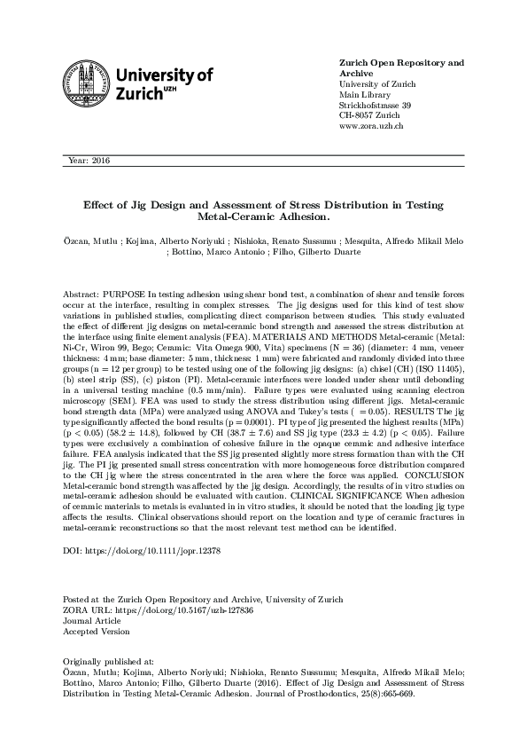 (PDF) Effect of Jig Design and Assessment of Stress Distribution in ...