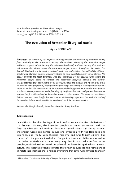 (PDF) The evolution of Armenian liturgical music