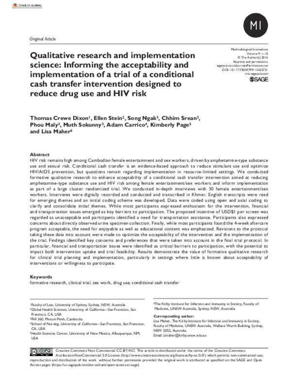 (PDF) Qualitative research and implementation science: Informing the ...