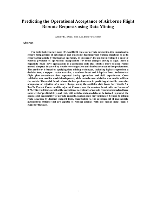 (PDF) Predicting the operational acceptance of airborne flight reroute requests using data ...