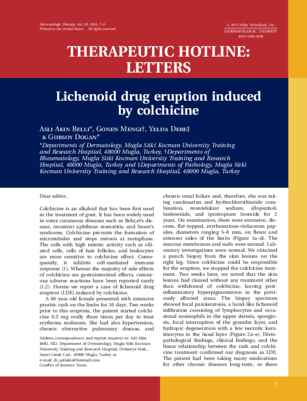 (PDF) Lichenoid drug eruption induced by colchicine: case report
