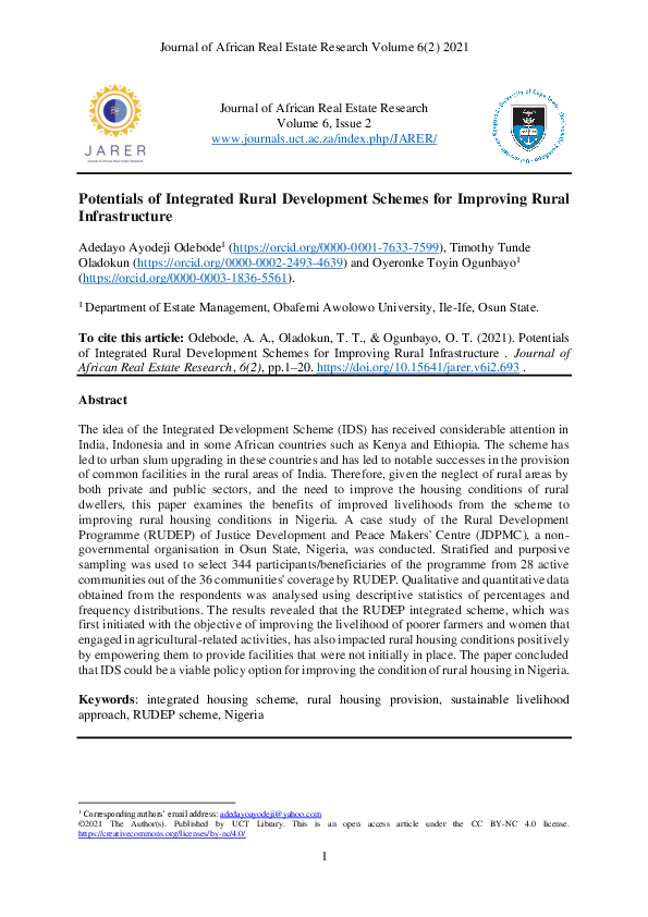 (PDF) Potentials of Integrated Rural Development Schemes for Improving ...