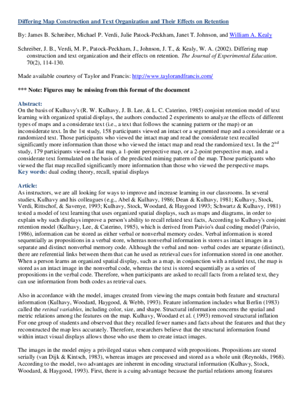 (PDF) Differing Map Construction and Text Organization and Their ...