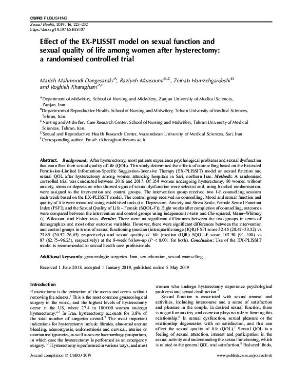 (PDF) Effect of the EX-PLISSIT model on sexual function and sexual ...