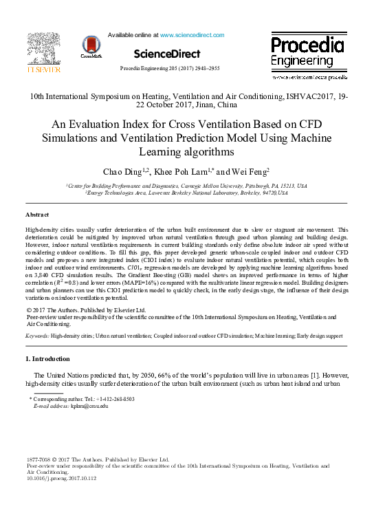 (PDF) An Evaluation Index for Cross Ventilation Based on CFD Simulations and Ventilation ...