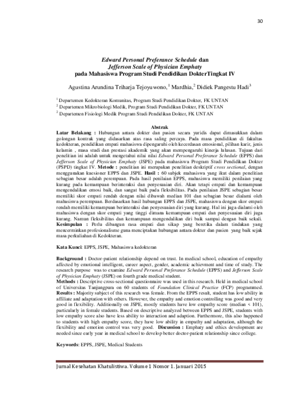 (PDF) Edward Personal Preferance Schedule dan Jefferson scale of ...