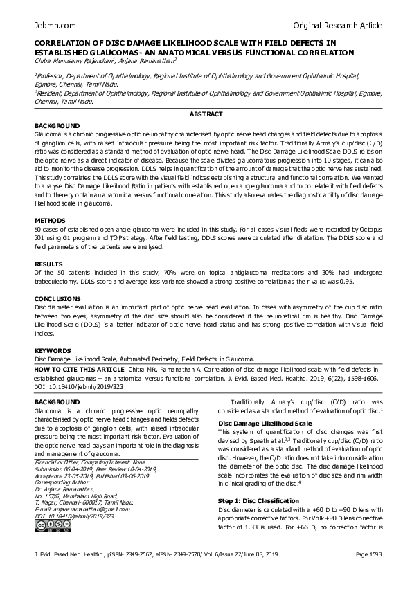 (PDF) Correlation of Disc Damage Likelihood Scale with Field Defects in ...