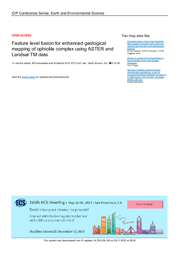 (PDF) Feature level fusion for enhanced geological mapping of ophiolile ...