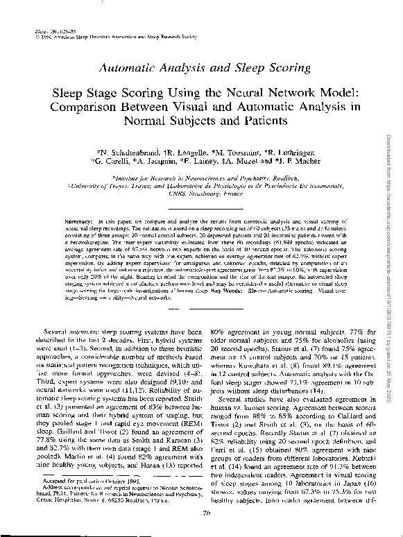 (PDF) Sleep Stage Scoring Using the Neural Network Model: Comparison Between Visual and ...