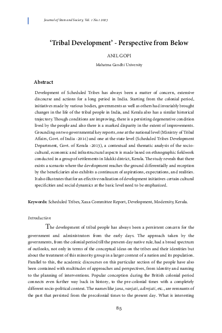 (PDF) 'Tribal Development' -Perspective from Below