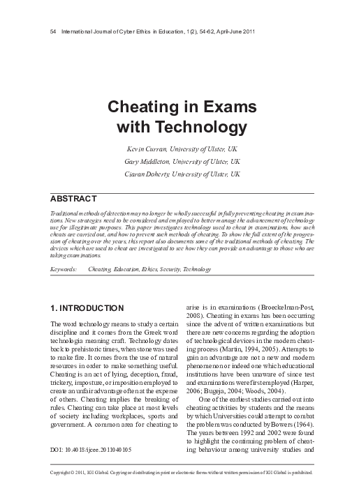 (PDF) Cheating in Exams with Technology