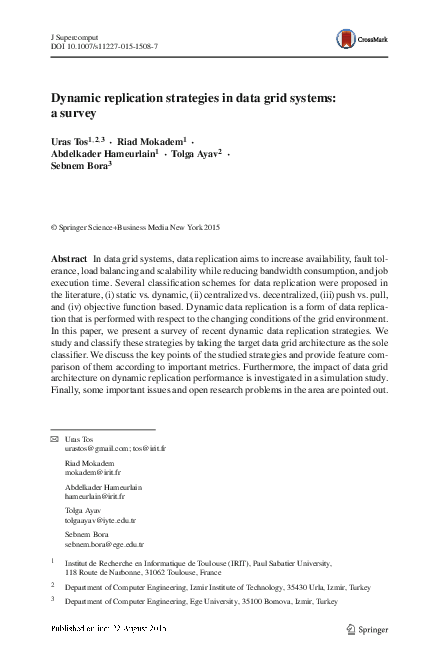 (PDF) Dynamic replication strategies in data grid systems: A survey (Rapport de recherche IRIT))