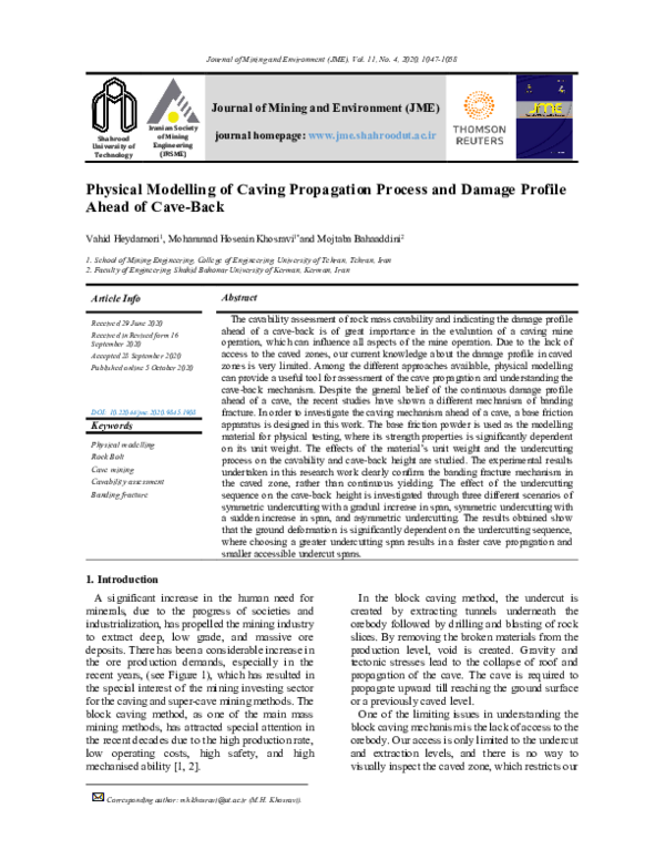 (PDF) Physical Modelling of Caving Propagation Process and Damage ...
