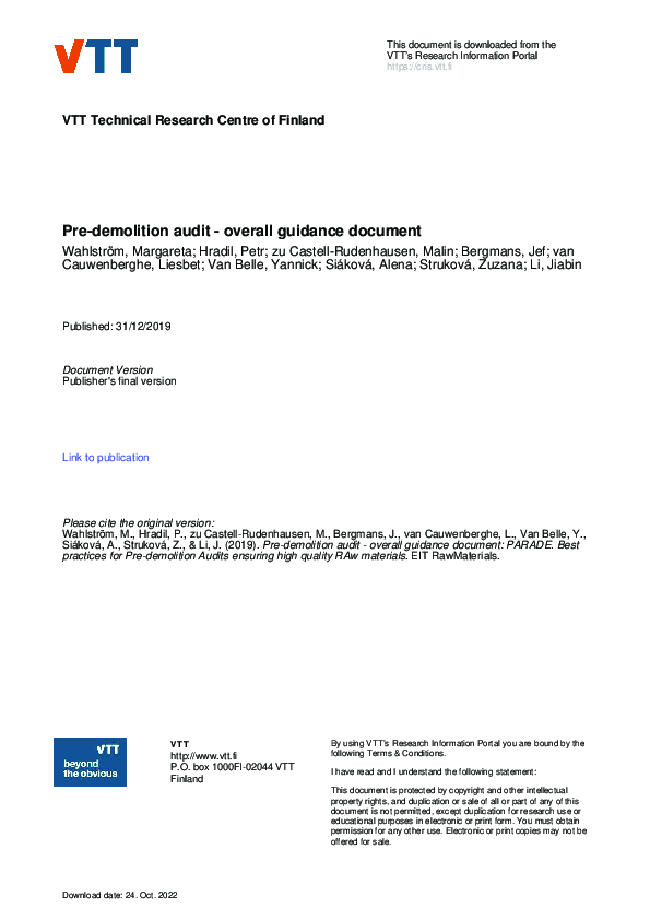 (PDF) Pre-demolition audit - overall guidance document: PARADE. Best ...