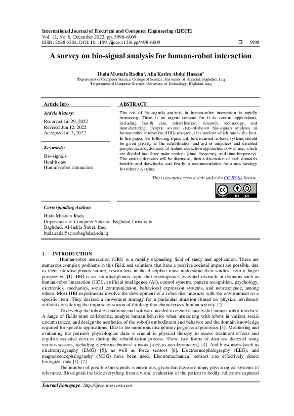 (PDF) A survey on bio-signal analysis for human-robot interaction