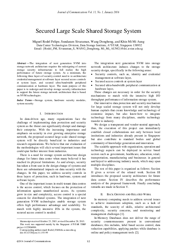 (PDF) Secured Large Scale Shared Storage System