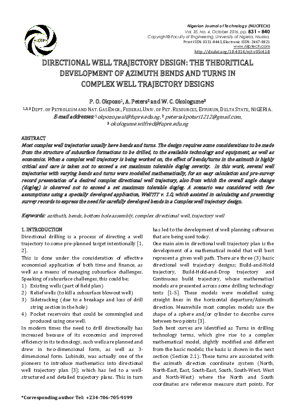 (PDF) Directional Well Trajectory Design: The Theoritical Development ...