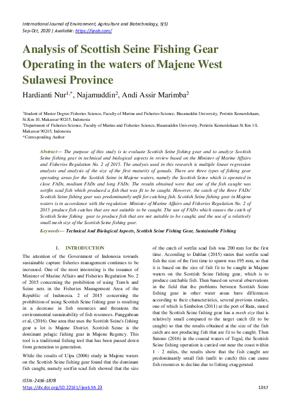 (PDF) Analysis of Scottish Seine Fishing Gear Operating in the waters ...