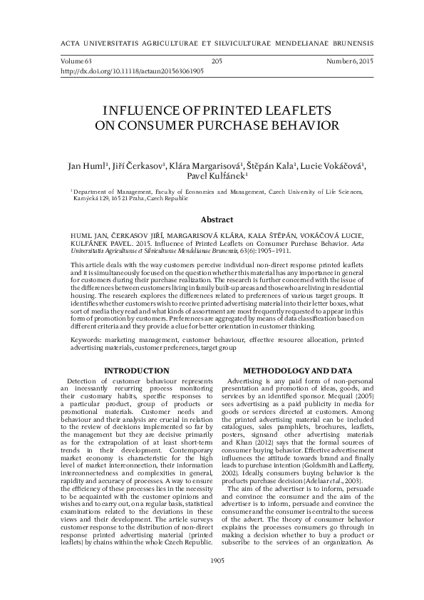 (PDF) Influence of Printed Leaflets on Consumer Purchase Behavior