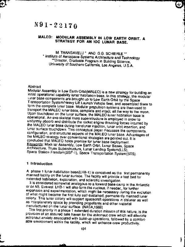 (PDF) MALEO: Modular Assembly in Low Earth Orbit. A strategy for an IOC ...