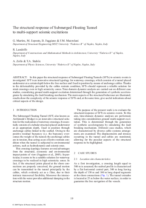 (PDF) The structural response of Submerged Floating Tunnel to multi-support seismic excitations