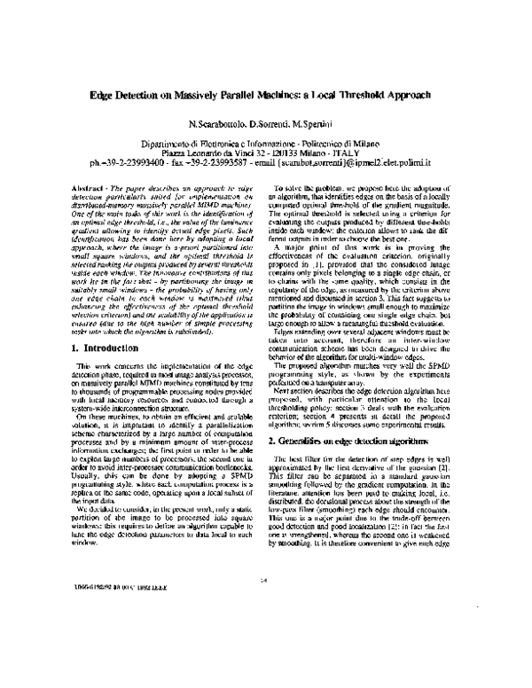 (PDF) Edge detection on massively parallel machines: a local threshold approach