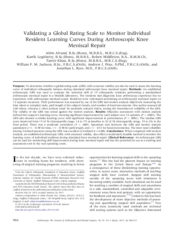 (PDF) Validating a Global Rating Scale to Monitor Individual Resident ...