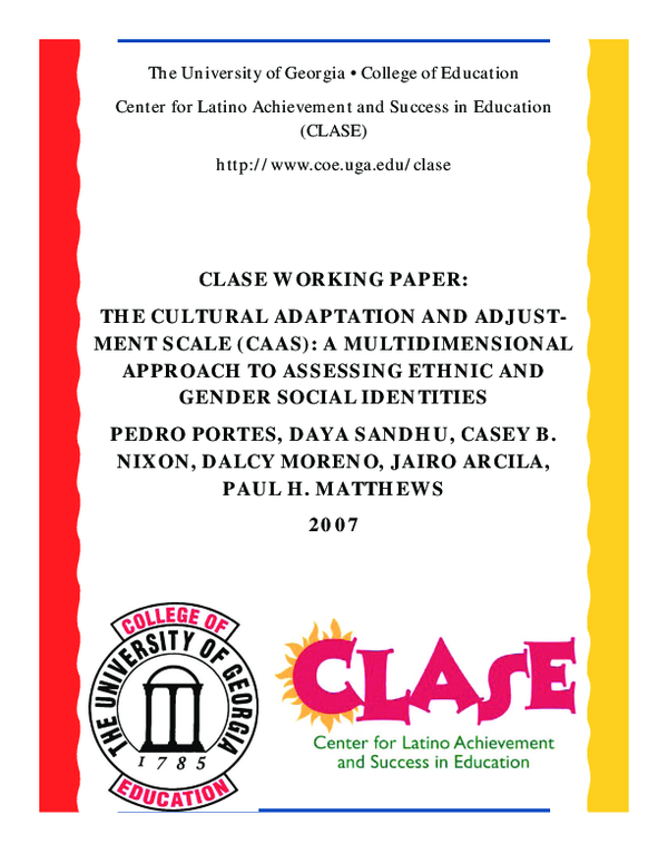 (PDF) Clase working paper: The cultural adaptation and adjustment scale ...