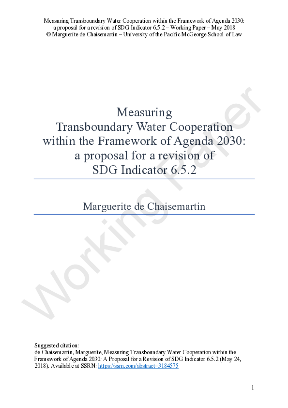 (PDF) Measuring transboundary water cooperation within the framework of Agenda 2030: a proposal ...