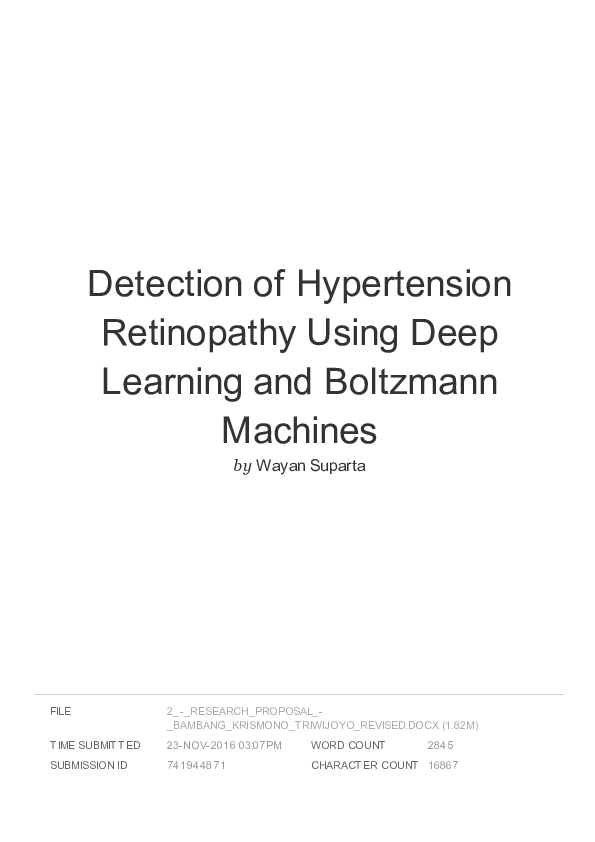 (PDF) Detection of Hypertension Retinopathy Using Deep Learning and Boltzmann Machines