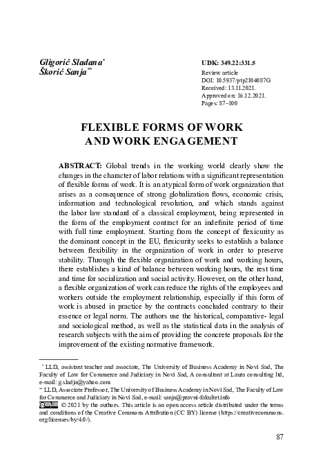 (PDF) Flexible forms of work and work engagement