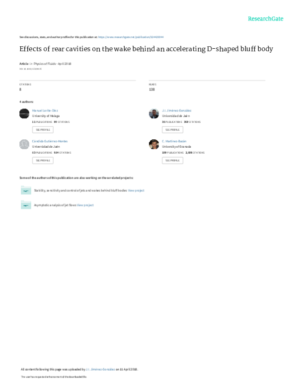 (PDF) Effects of rear cavities on the wake behind an accelerating D ...