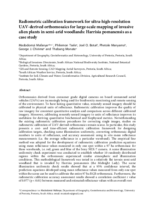 (PDF) Radiometric calibration framework for ultra-high-resolution UAV ...