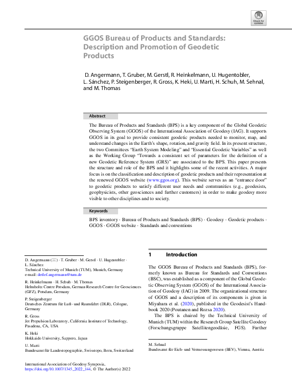 (PDF) GGOS Bureau of Products and Standards: Description and Promotion ...