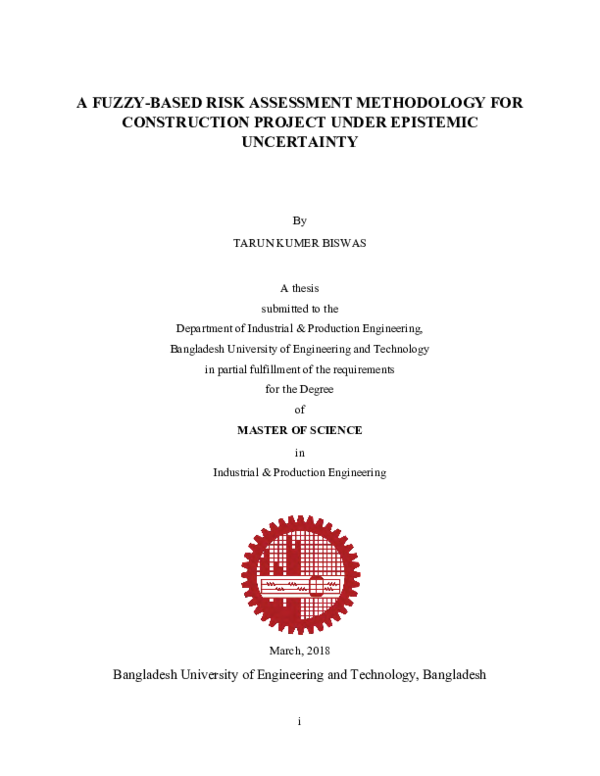(PDF) A Fuzzy-Based Risk Assessment Methodology for Construction Projects Under Epistemic ...