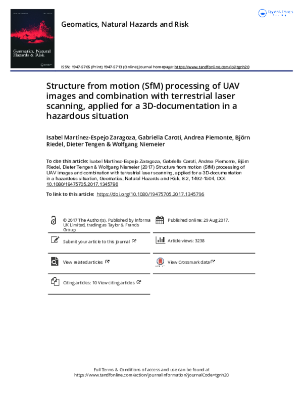 (PDF) Structure from motion (SfM) processing of UAV images and combination with terrestrial ...