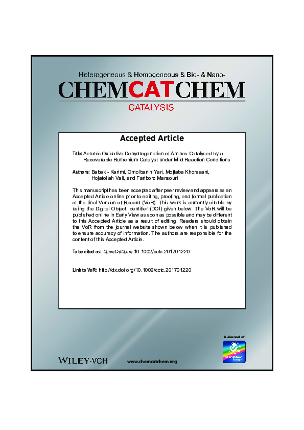 (PDF) Aerobic Oxidative Dehydrogenation of Amines Catalyzed by a ...