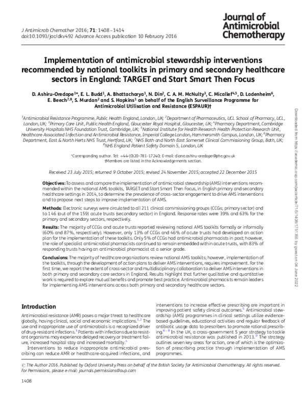 (PDF) Implementation of antimicrobial stewardship interventions ...