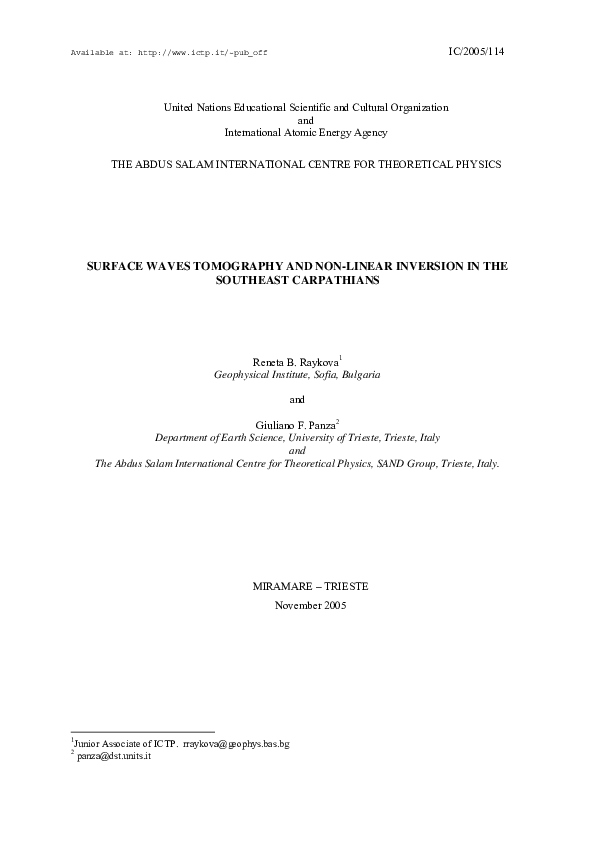 (PDF) Surface waves tomography and non-linear inversion in the ...