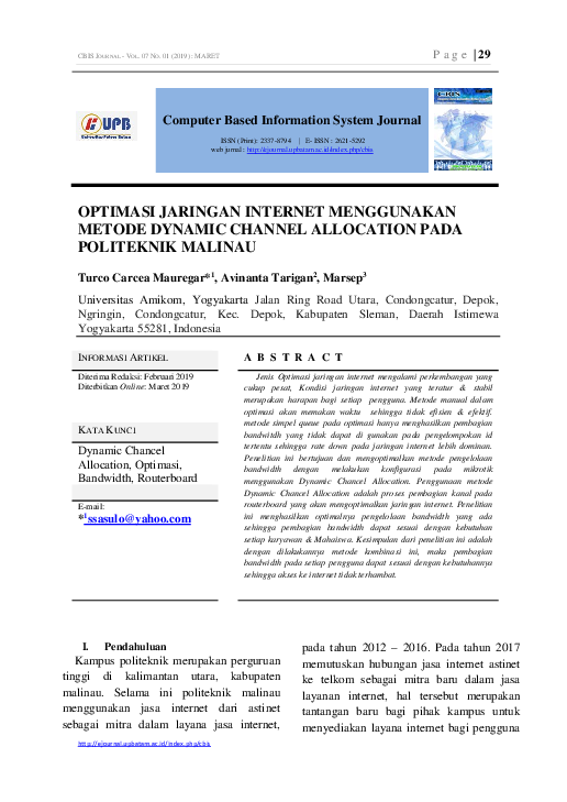 (PDF) Optimasi Jaringan Internet Menggunakan Metode Dynamic Channel Allocation Pada Politeknik ...