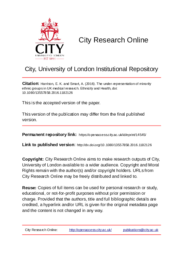 (PDF) The under-representation of minority ethnic groups in UK medical ...