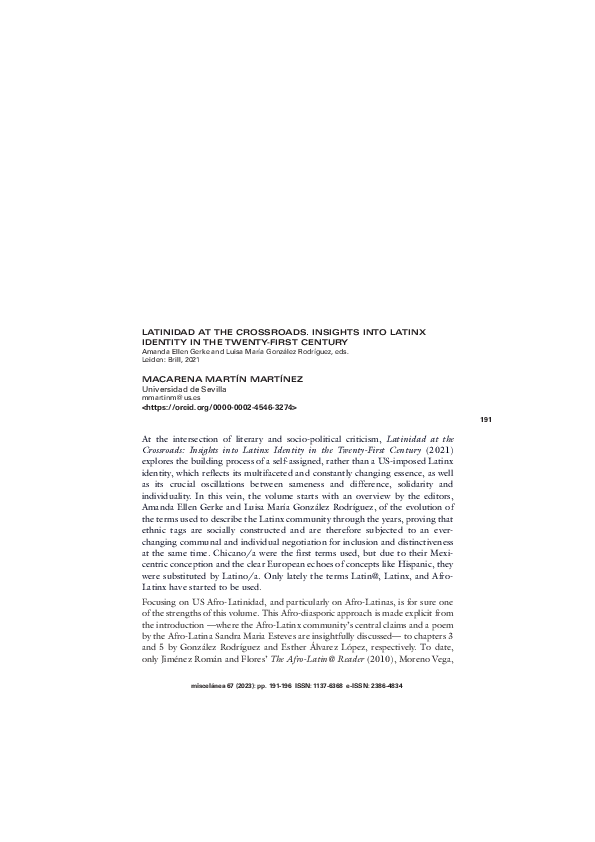 (PDF) Latinidad at Crossroads. Insights into Latinx Identity in the ...